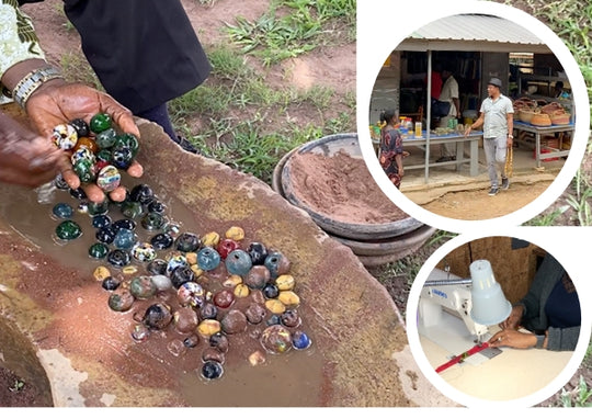 Orange Brown and Evening Blue Afrocentric Earring Tube Bead | Brown Ma ...