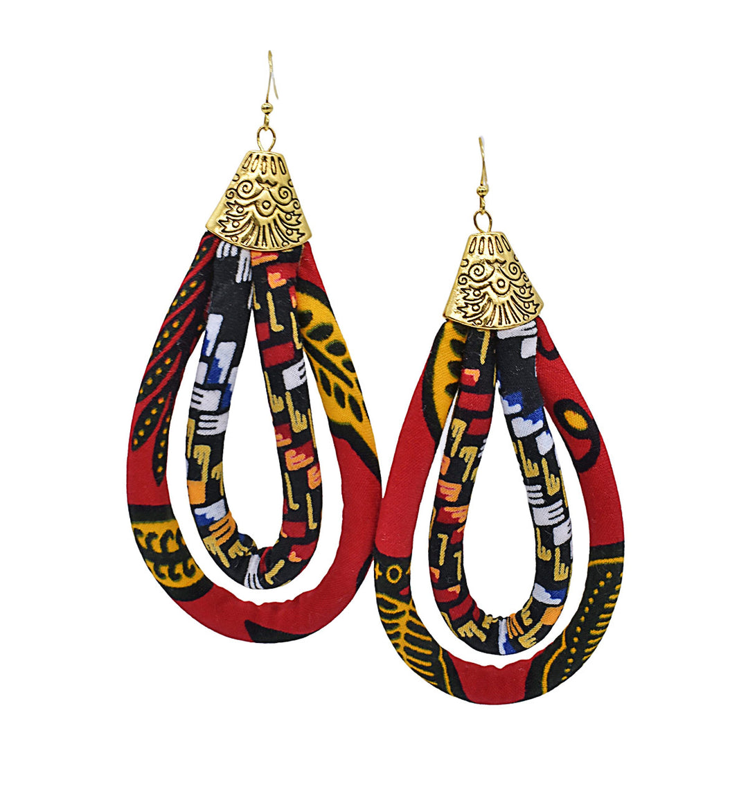 African Tribe Jewelry | Red Africa Earrings | Ankara African Double Lo ...